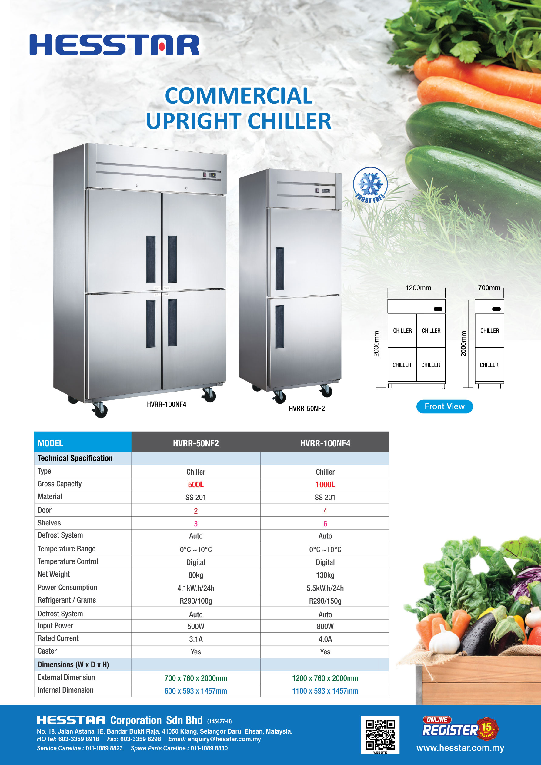 SS Commercial Upright Fridge - Hesstar